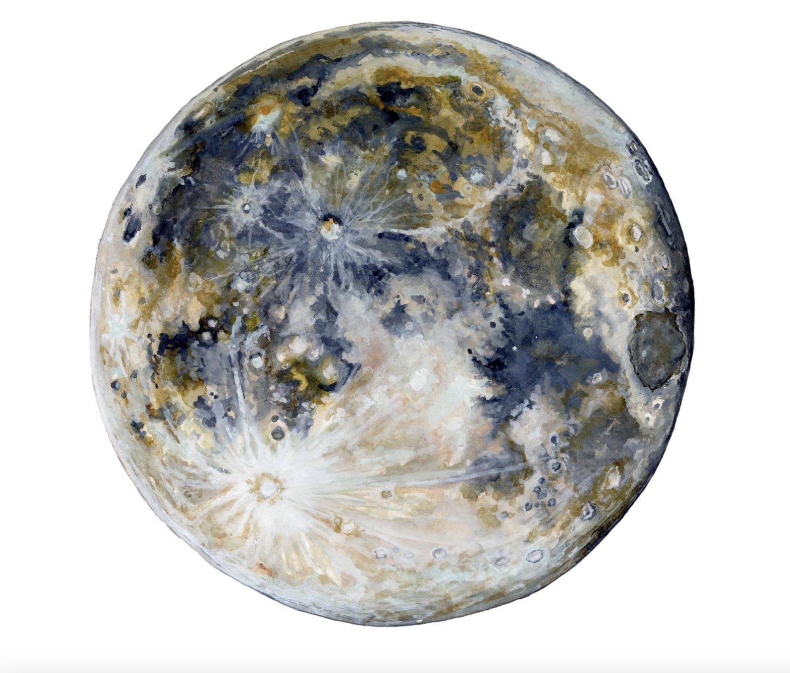 Full Moon Watercolor Art Print: Cosmic Astrology Home Decor - Etsy