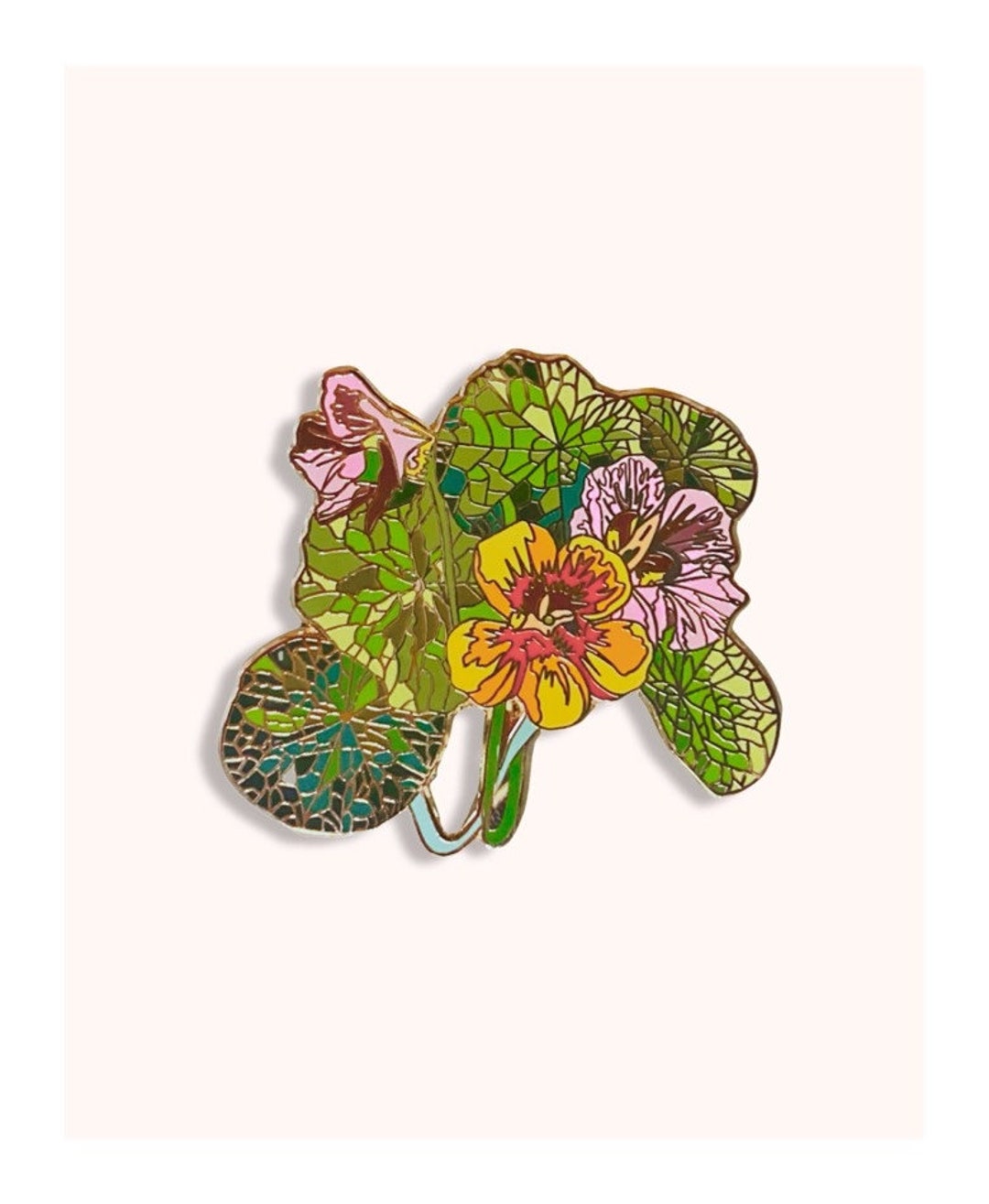 Colorful Nasturtium Flower Enamel Pin | Wildflower Enamel Pin |wildlife ...