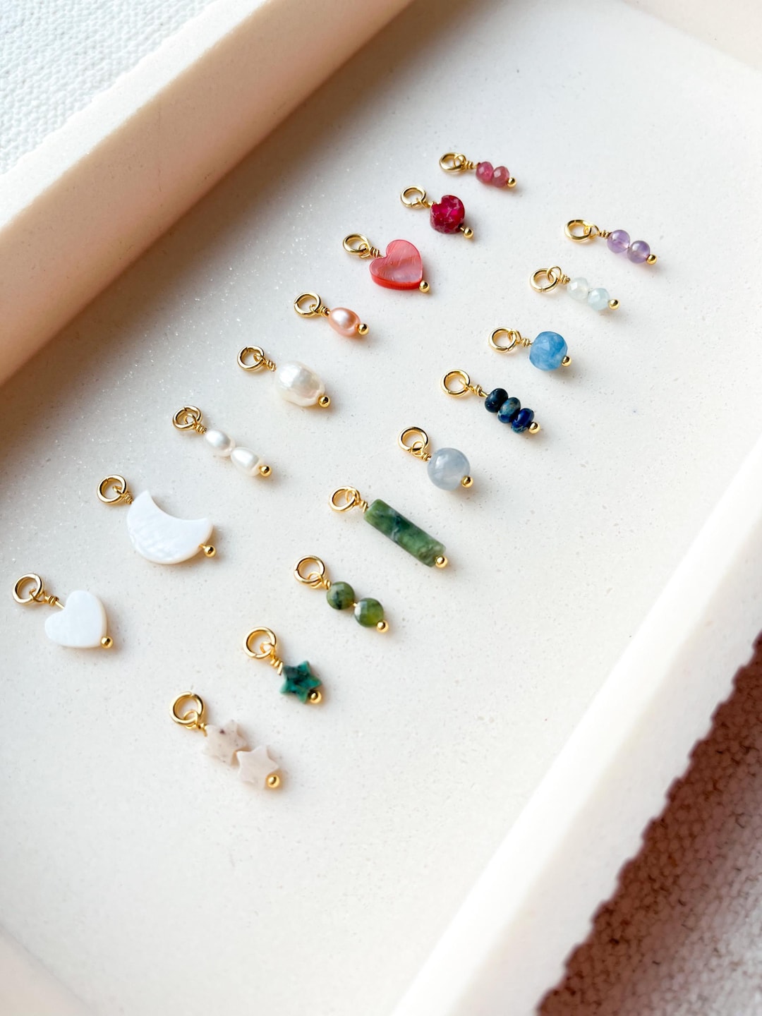 Natural Stone Charm | 18k Gold Plated, Freshwater Pearls - Etsy