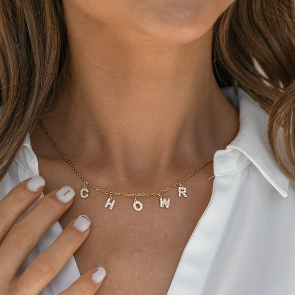 Dangle Letter Necklace - Etsy