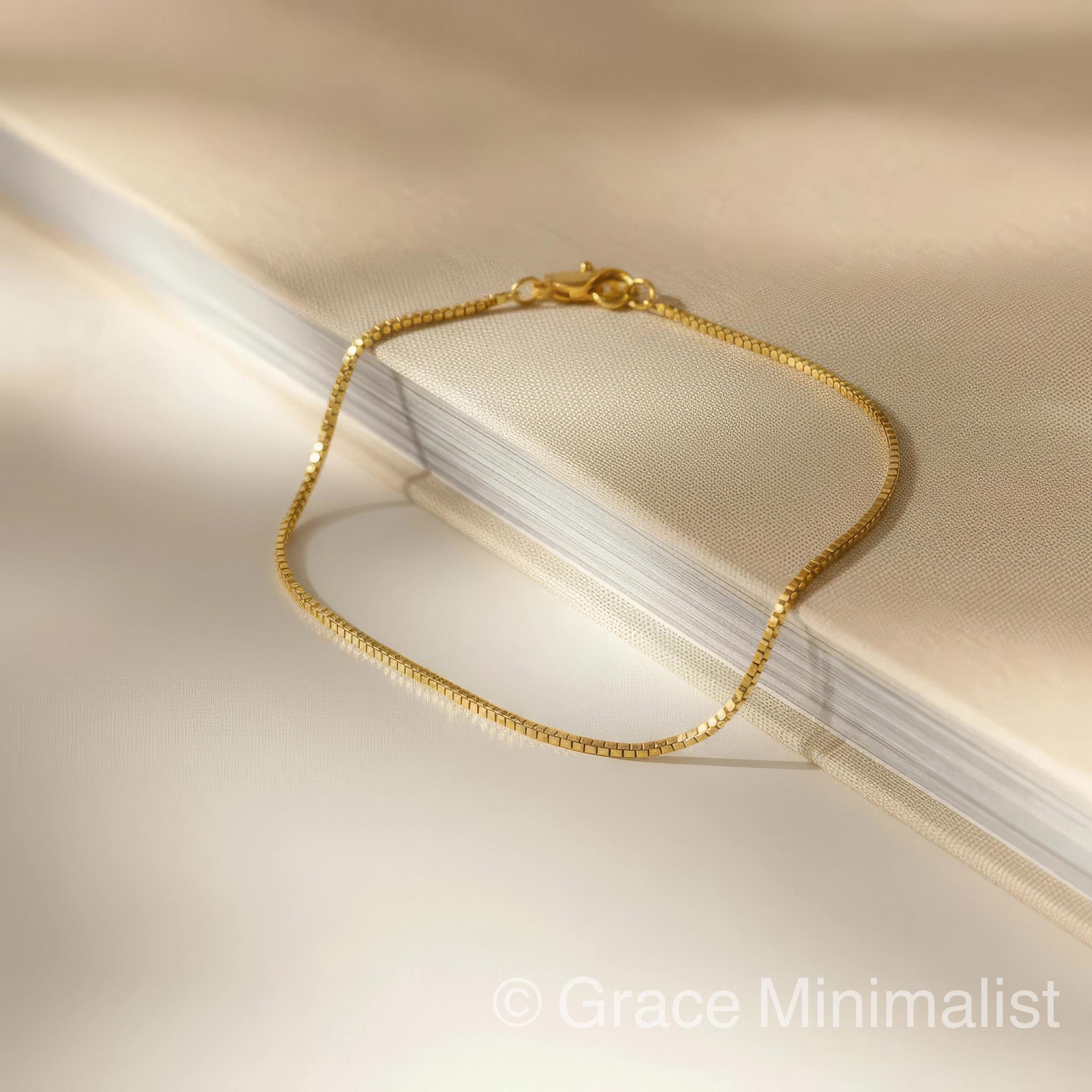 Dainty Box Chain Gold Bracelet, Gold Bracelets for Women, Minimalist ...