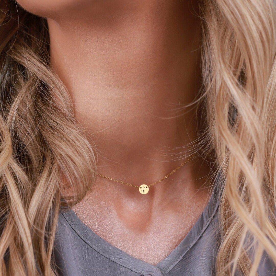 Super Dainty Initial Necklace Minimalist Initial Necklace Custom ...
