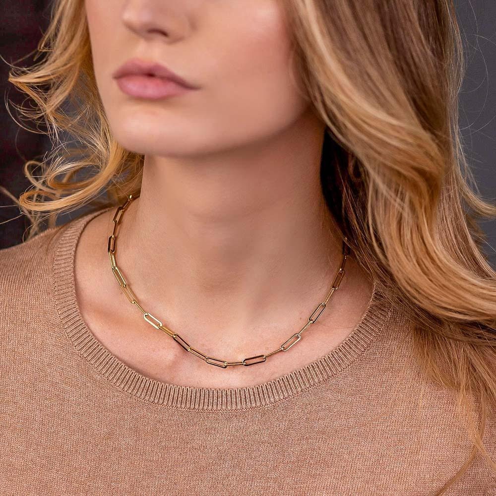 Link Chain Necklace Rectangle Link Necklace Gold Chain | Etsy