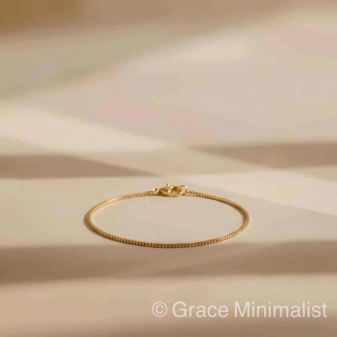 Dainty Box Chain Gold Bracelet, Gold Bracelets for Women, Minimalist ...