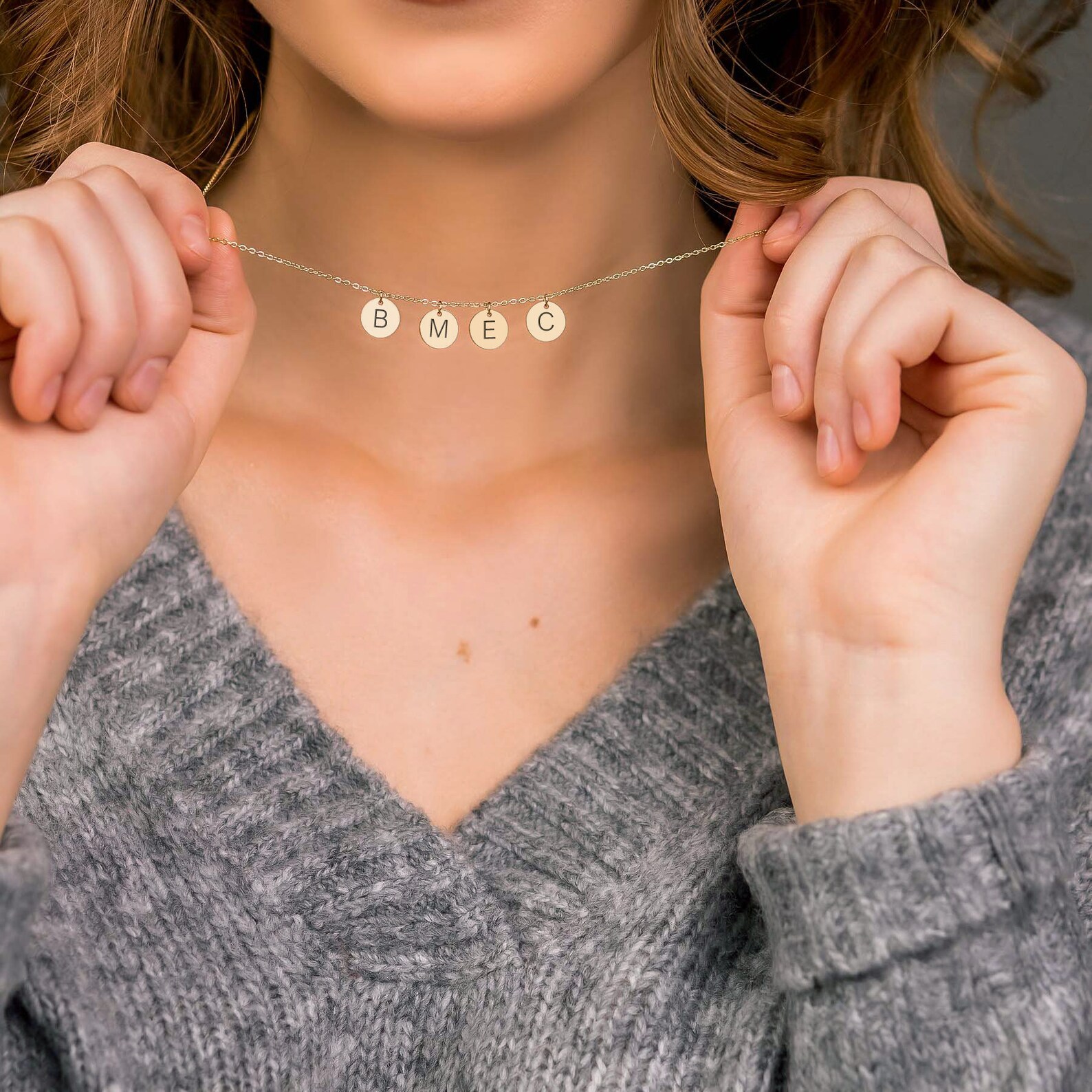 Multi Coin Initial Necklace Coin Necklace Custom Necklace | Etsy