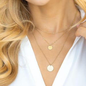 Delicate Layered Necklaces Set of 3 Necklaces, Disc Necklace, Choker ...