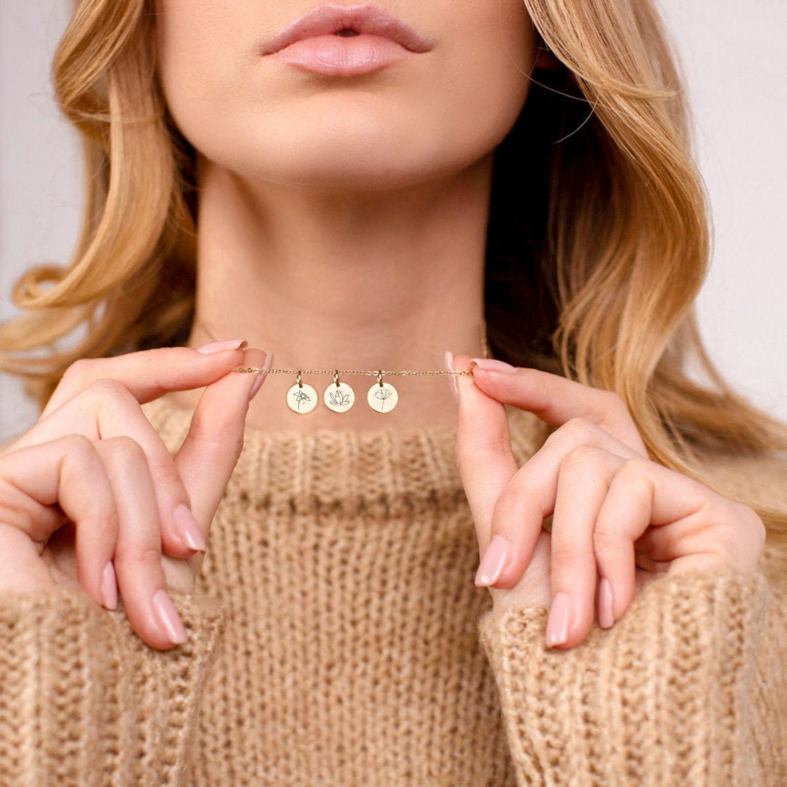 Multi Coin Initial Necklace Coin Necklace Custom Necklace | Etsy