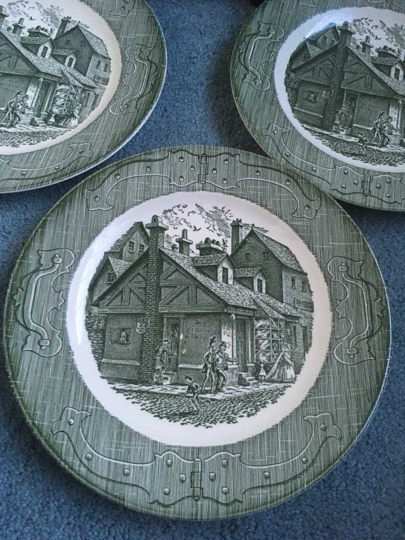 Set of 4 THE OLD CURIOSITY Shop Underglaze Made in U.S.A. 10" Dinner ...