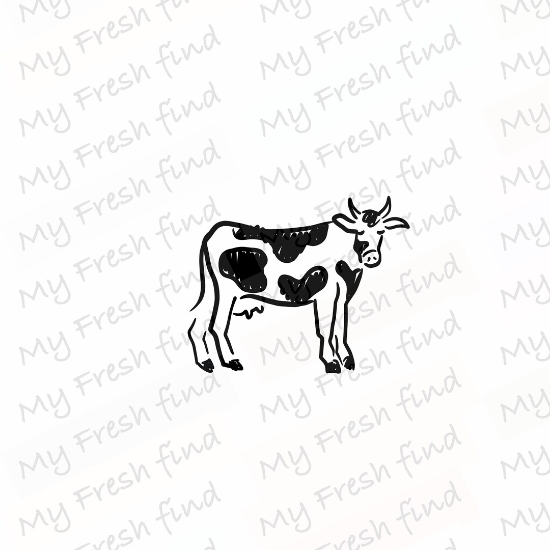 Cow Outline SVG Sublimation Print PNG Digital Download Hand Drawn ...