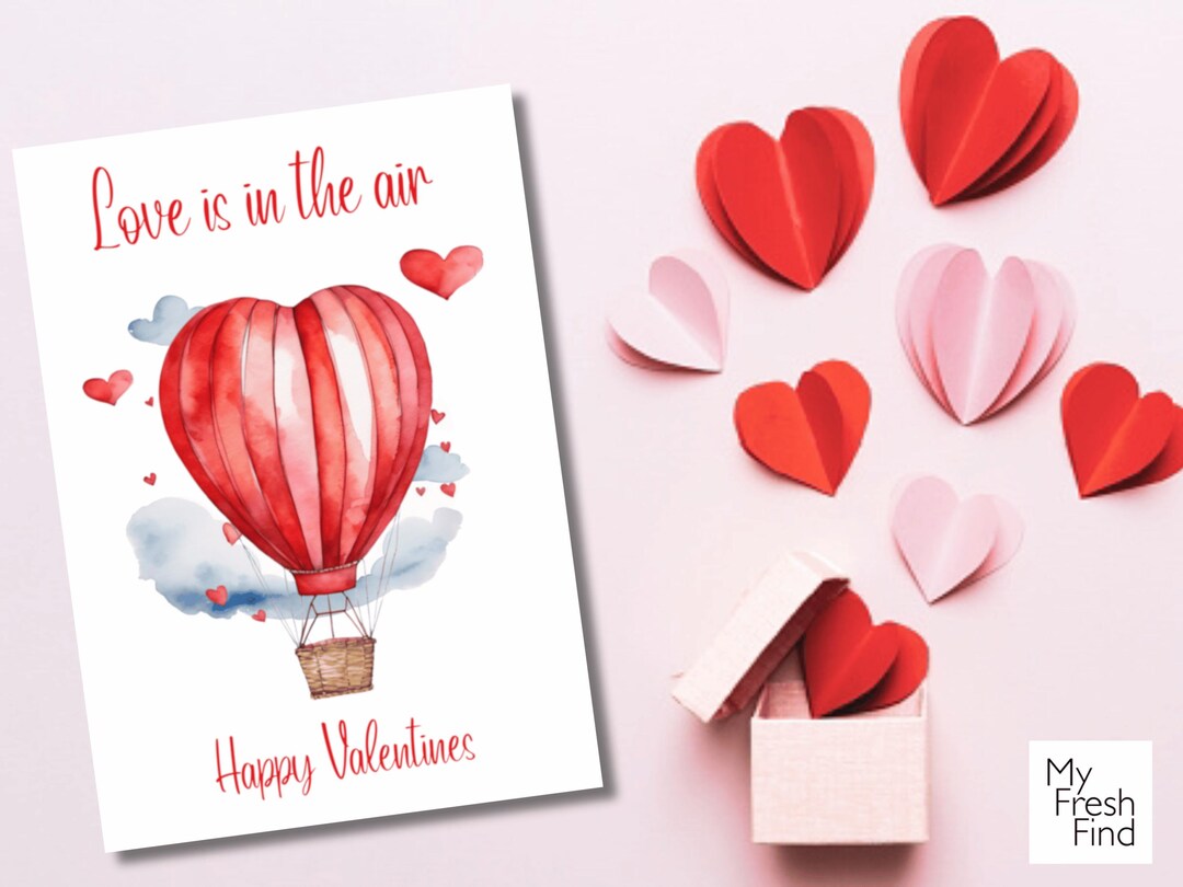 Love is in the Air Valentines Day Card - Printable Valentines - Digital ...