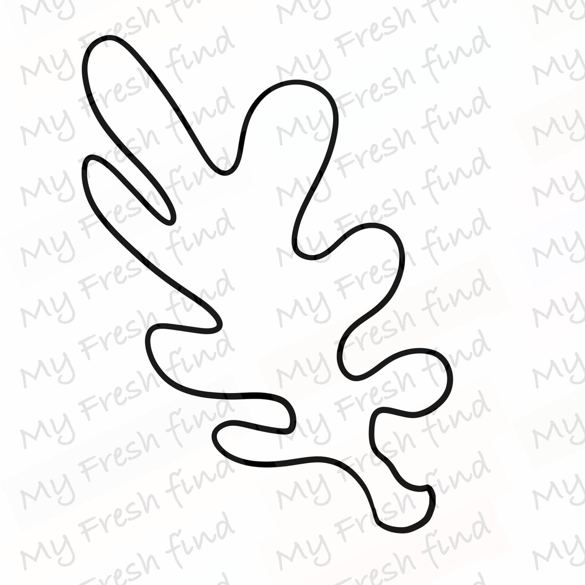 Coral Leaf SVG Outline Sublimation Print SVG PNG Digital Download Hand ...
