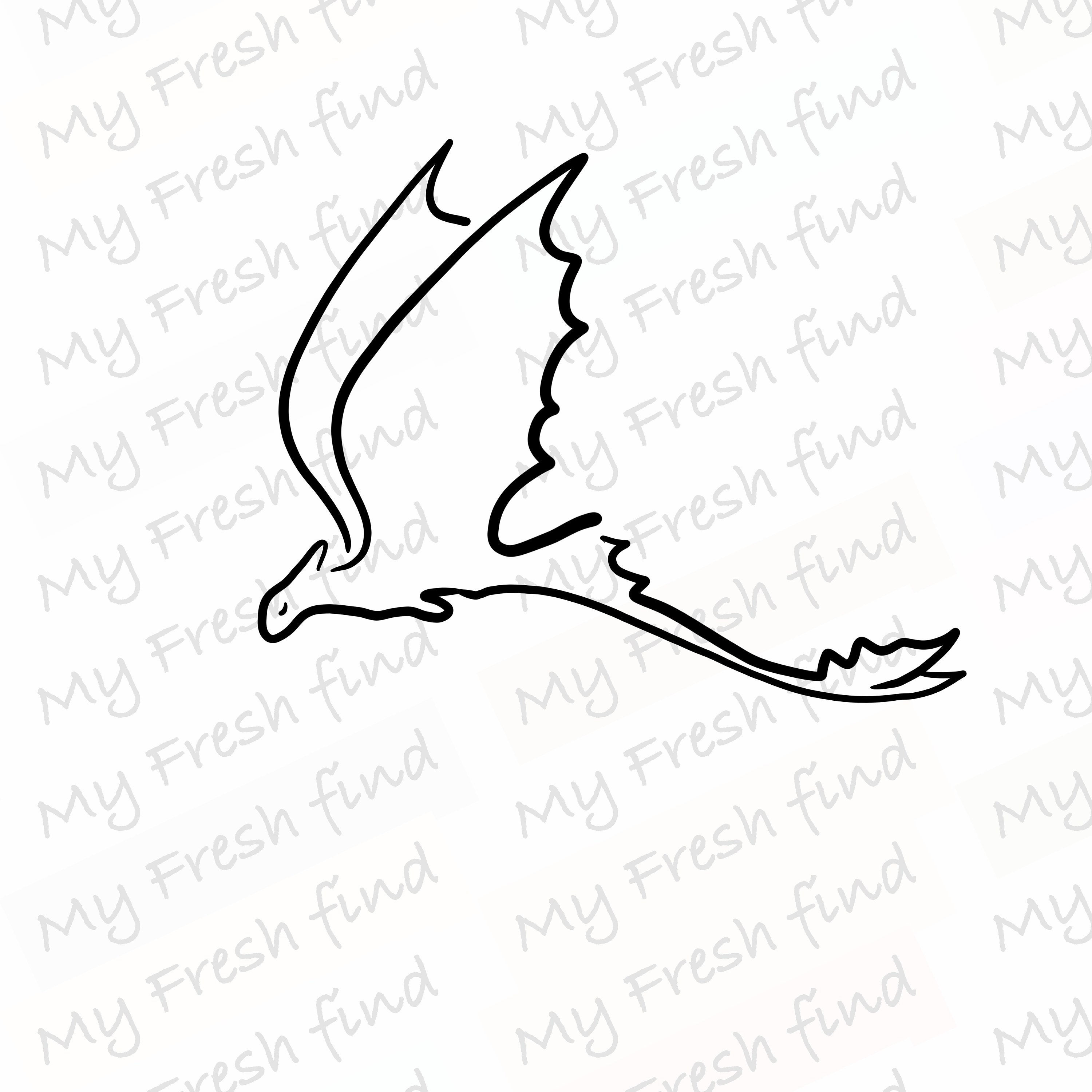 Flying Dragon SVG Outline - Sublimation Print - PNG - Digital Download ...
