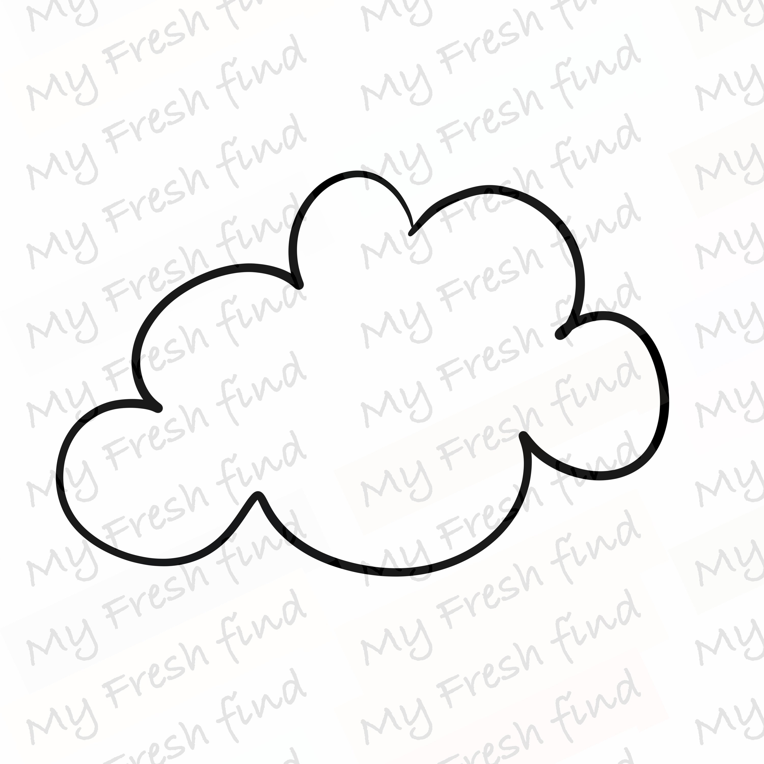 Cloud Svg Outline Storm Weather Sublimation Png Digital Download Hand