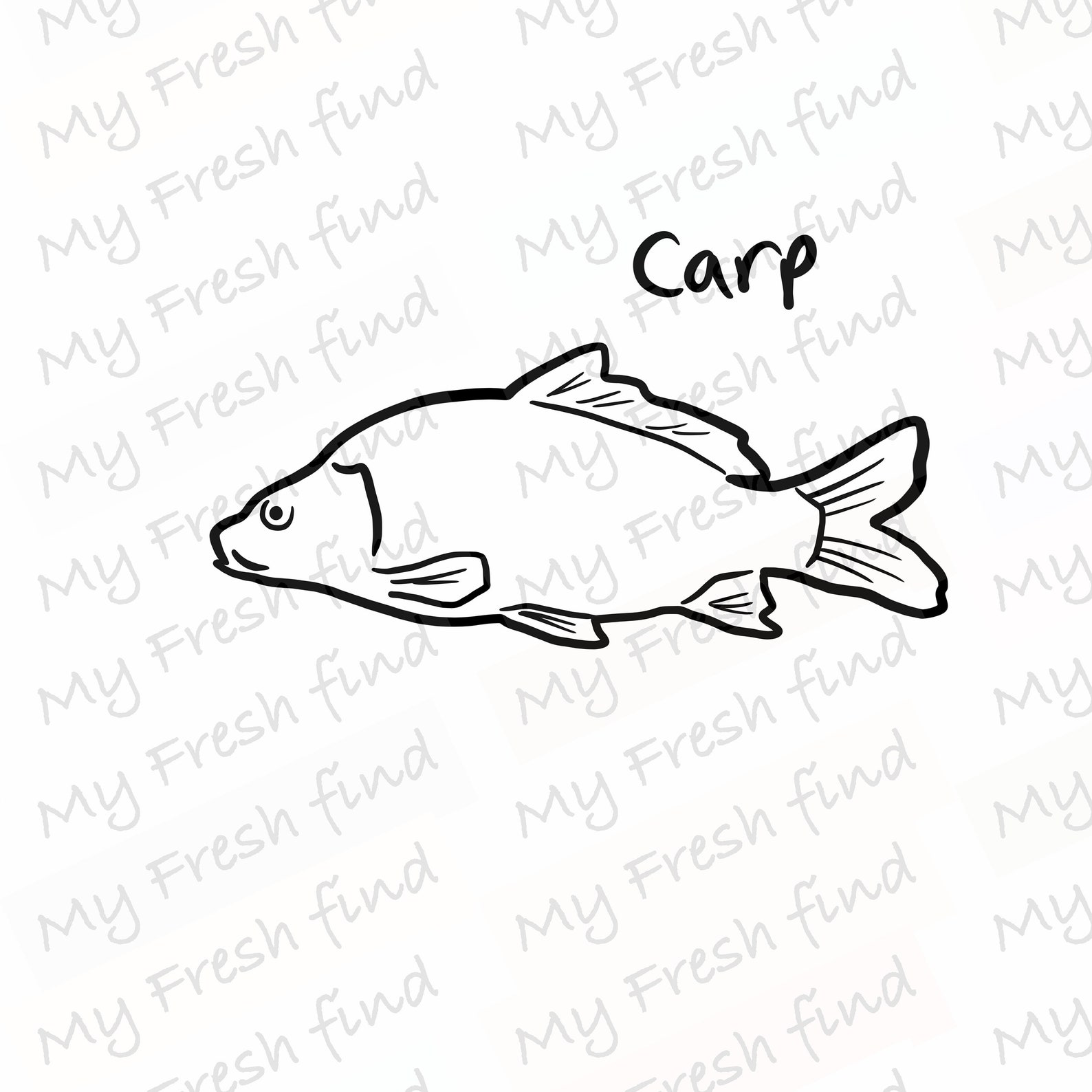 Carp Fish Outline - Sublimation Print - SVG - PNG - Digital Download ...