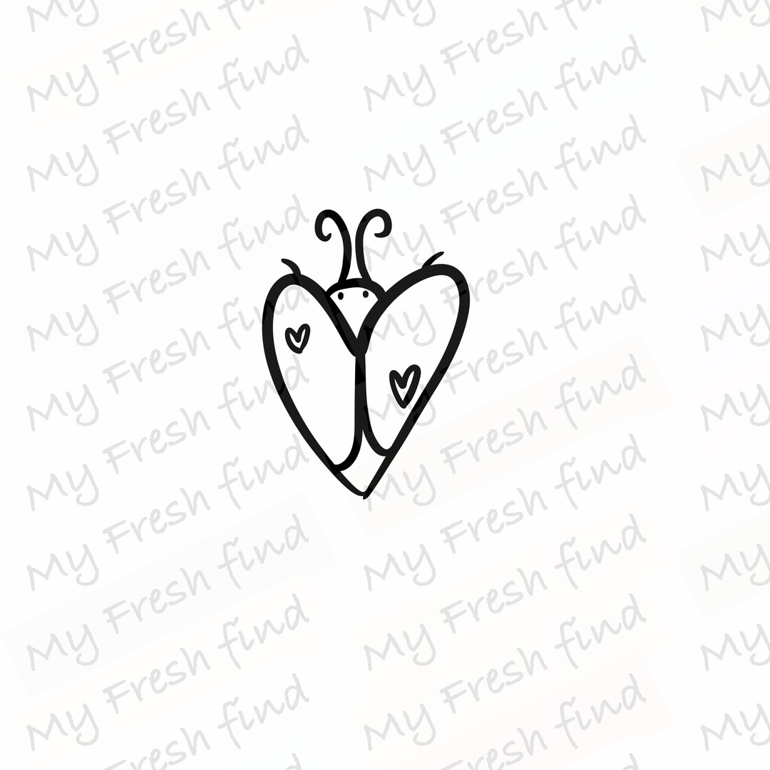 Love Heart Bug SVG Outline - Sublimation Print - Insects PNG - Digital ...