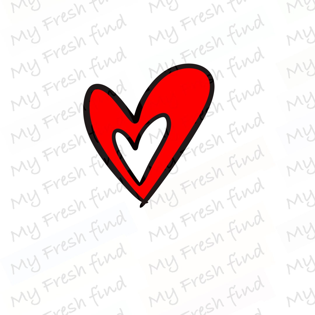 Red Heart Sublimation Print SVG PNG Digital Download Hand Drawn Love ...