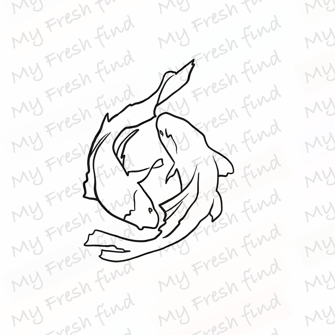 Koi Fish Outline - Fish Print - SVG - PNG - Digital Download - Hand ...