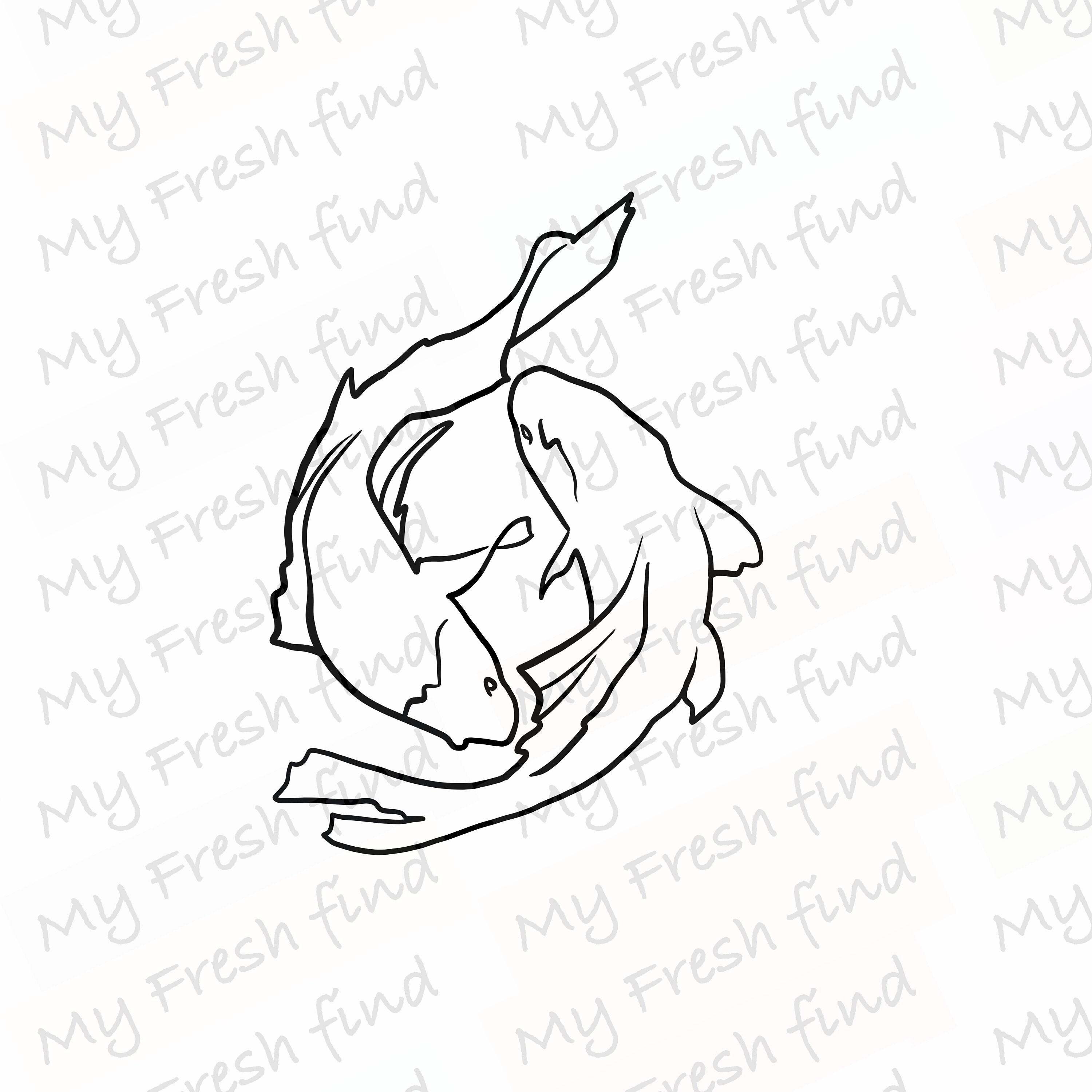 Koi Fish Outline Fish Print SVG PNG Digital Download Hand Drawn ...