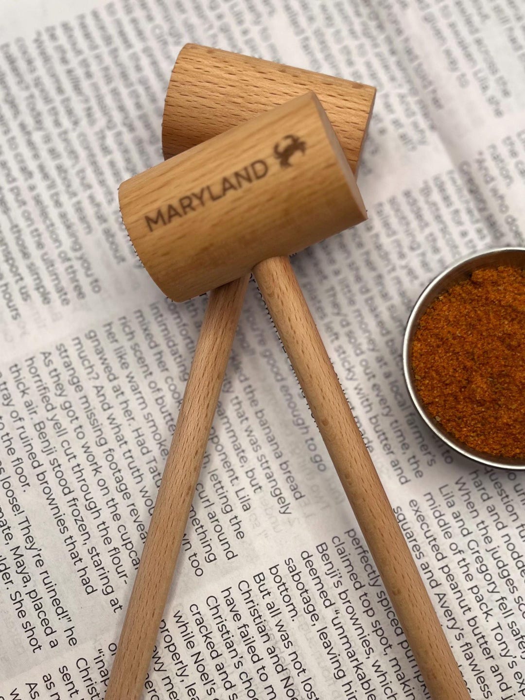 6 Personalized Wooden Crab Mallets: Custom Engraved Maryland Design - Etsy