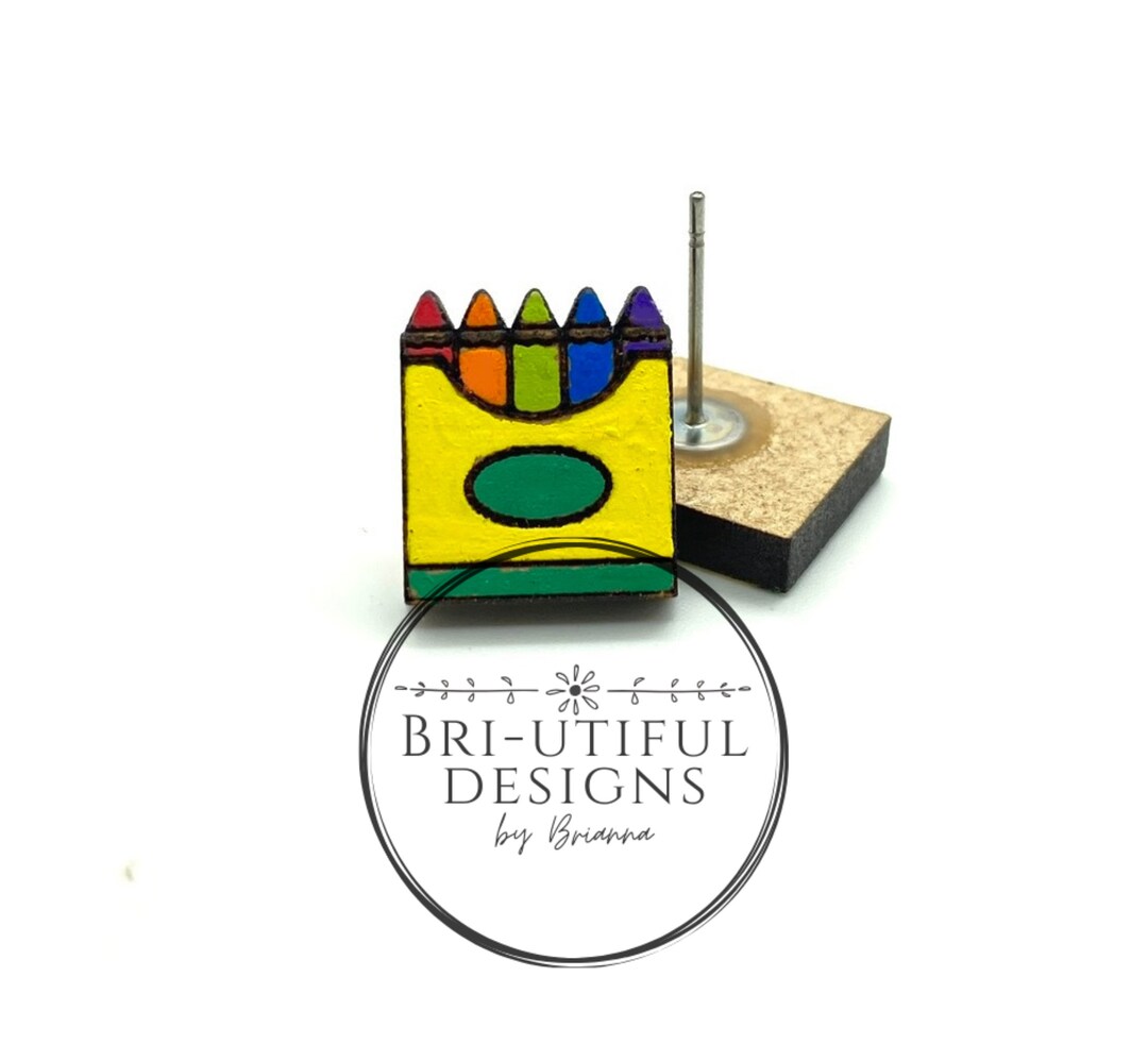 Crayon Box Stud Earrings, Laser Cut Stud Earrings, Teacher Earrings - Etsy