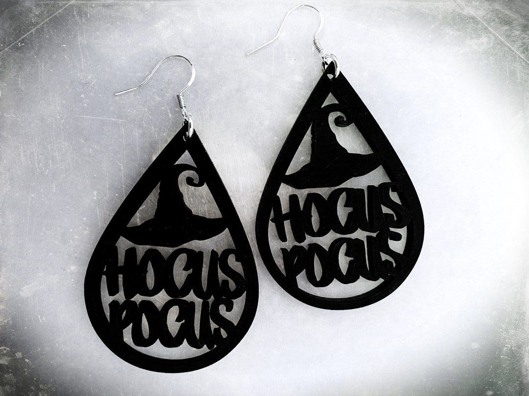 Hocus Pocus Earrings, Halloween Earrings, Laser Cut Wood Earrings ...