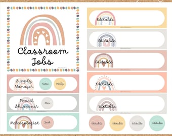 Boho Rainbow Theme Editable Classroom Labels Digital - Etsy