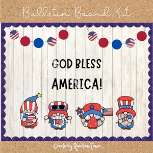 Patriotic Gnomes Bulletin Board 4th of July Classroom Decor Summer ...