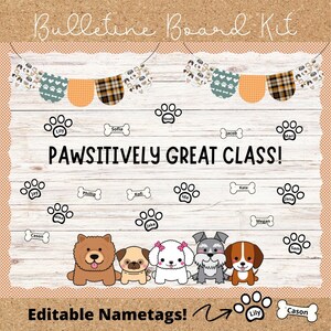 AWAYS BE PAWSITIVE Puppy Bulletin Board Kit Paw Back to School - Etsy