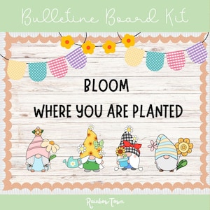 Bloom Where You Are Planted Spring Bulletin Board Kit Pastel Bulletin ...