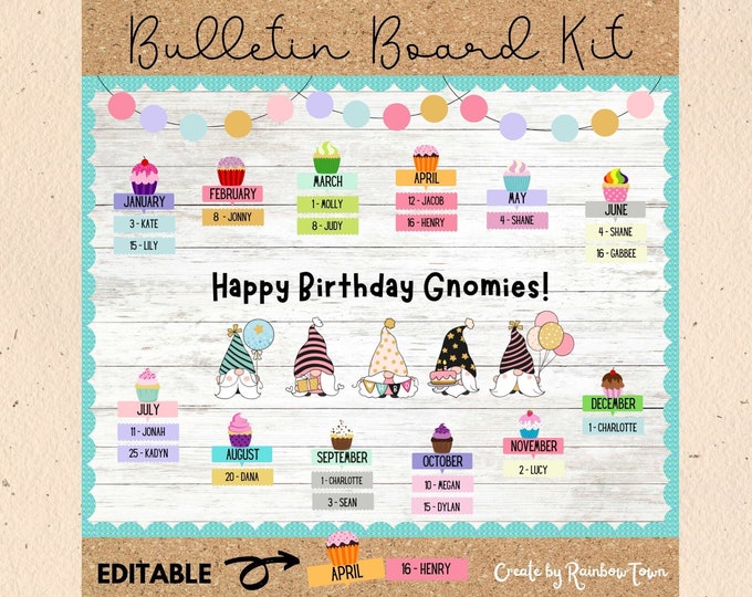 BOHO Rainbow Birthday Bulletin Board Birthday Display Editable - Etsy ...