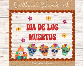 Day of the Dead Bulletin Board Kit, Dia De Los Muertos Skeleton Mexico ...