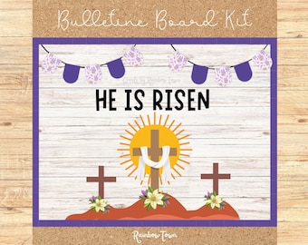 He is Risen Easter Spring Classroom Bulletin Board Kit - Etsy