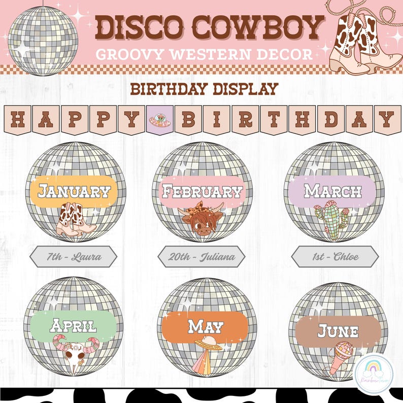 Disco Cowboy Birthday Bulletin Board Groovy Western Classroom Decor ...
