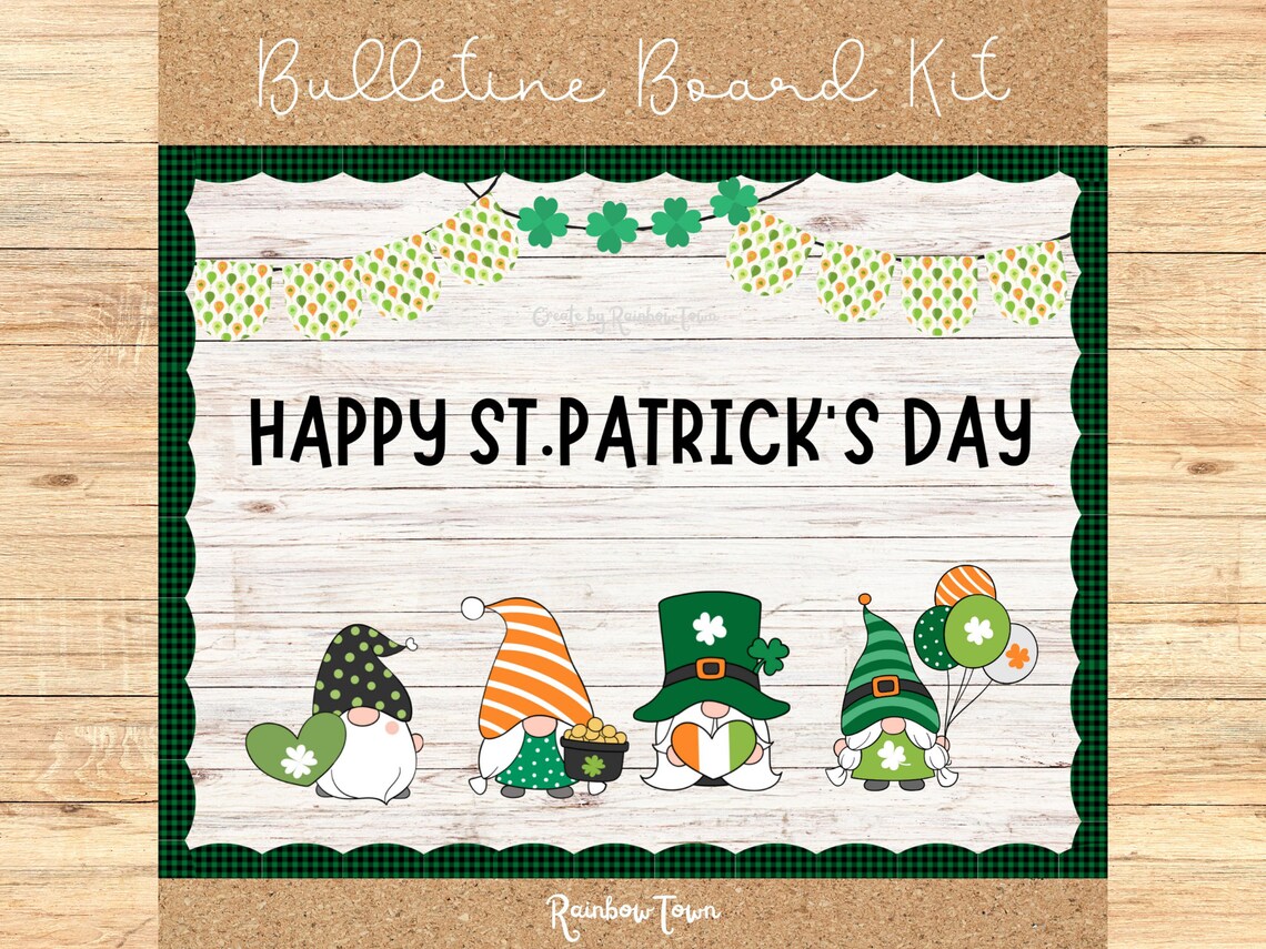 St. Patrick's Day Gnome Bulletin Board Kit Classroom Door - Etsy