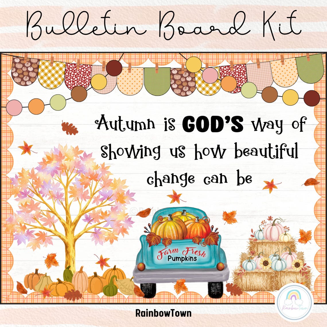 Fall Bulletin Board Kit Christian Classroom Decor Chruch Autumn Decor ...