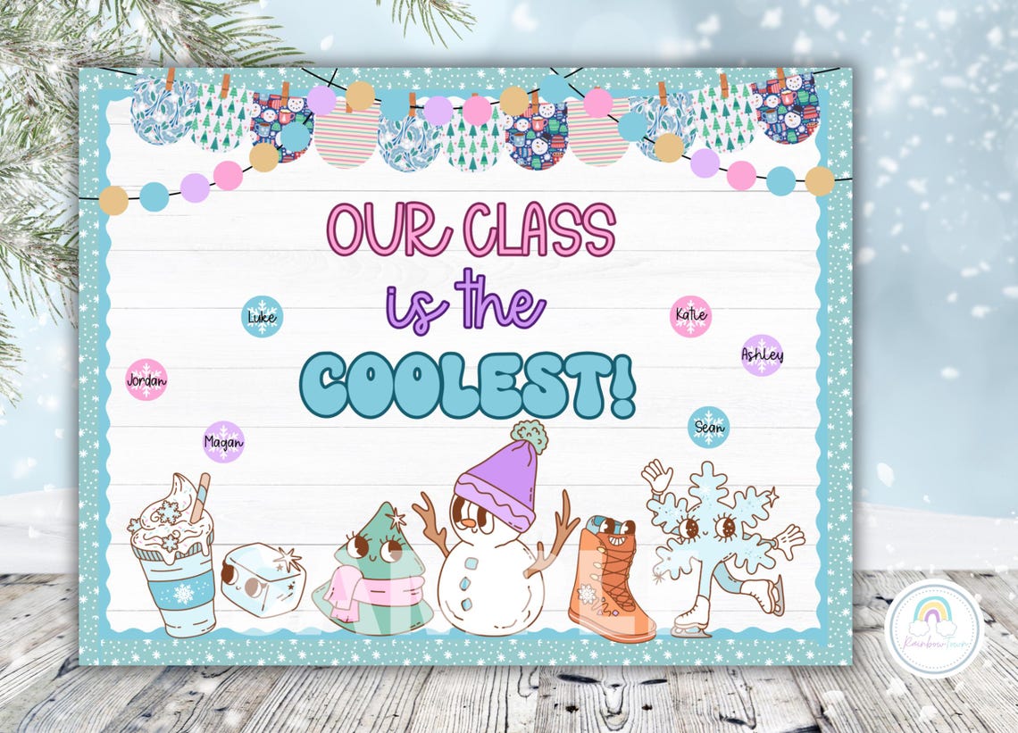Winter Bulletin Board Kit Groovy Winter Classroom Decor Printable ...