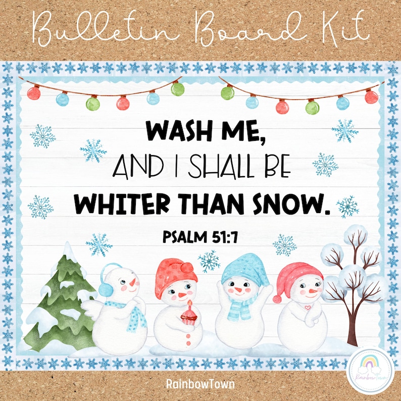 Winter Snowman Bulletin Board Kit | Christian Classroom Decor Printable ...