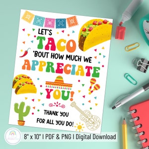 Taco Appreciation Sign: Teacher Nurse Staff Gift PDF & PNG - Etsy