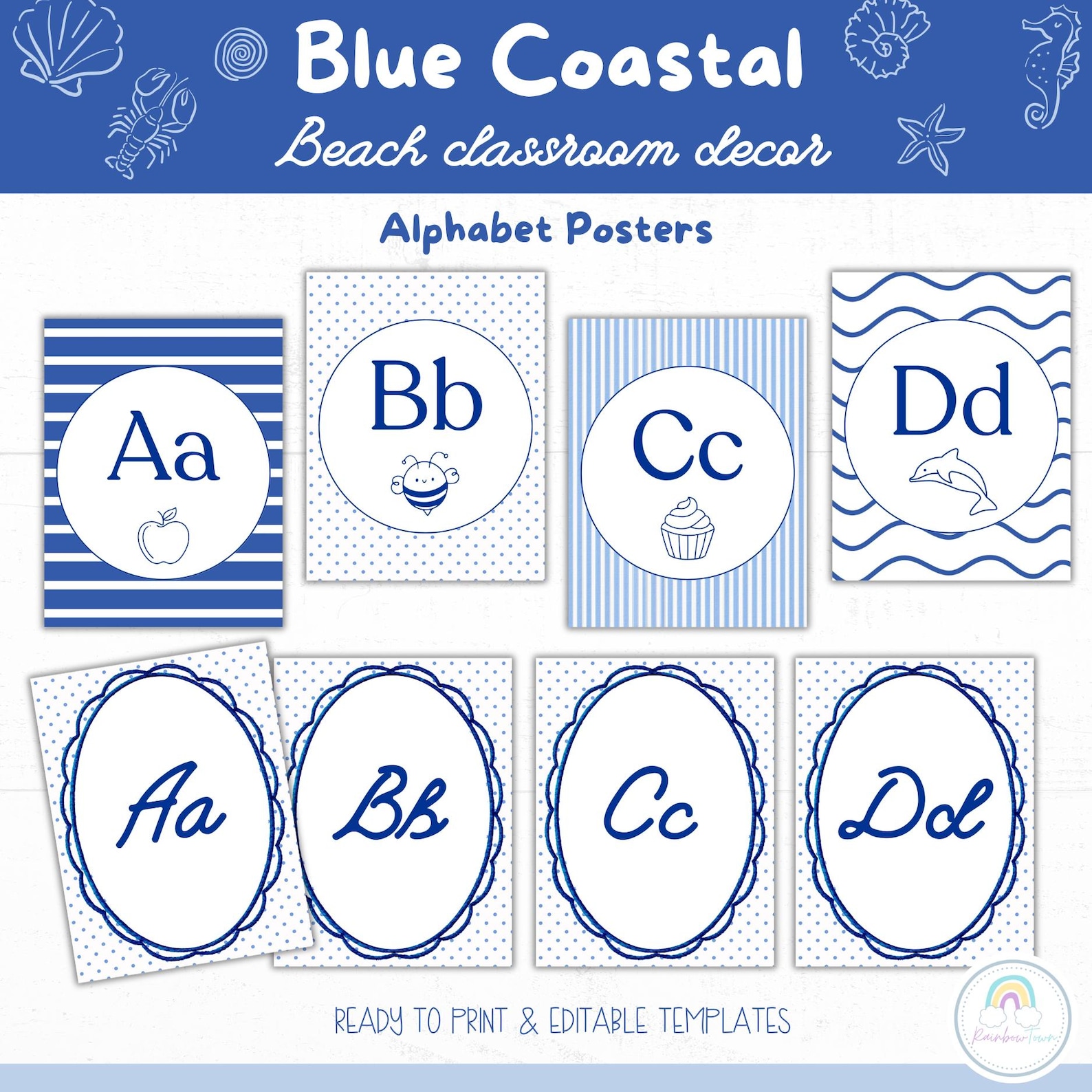 Blue Coastal Classroom Decor Bundle Beach Theme Printable & Editable - Etsy