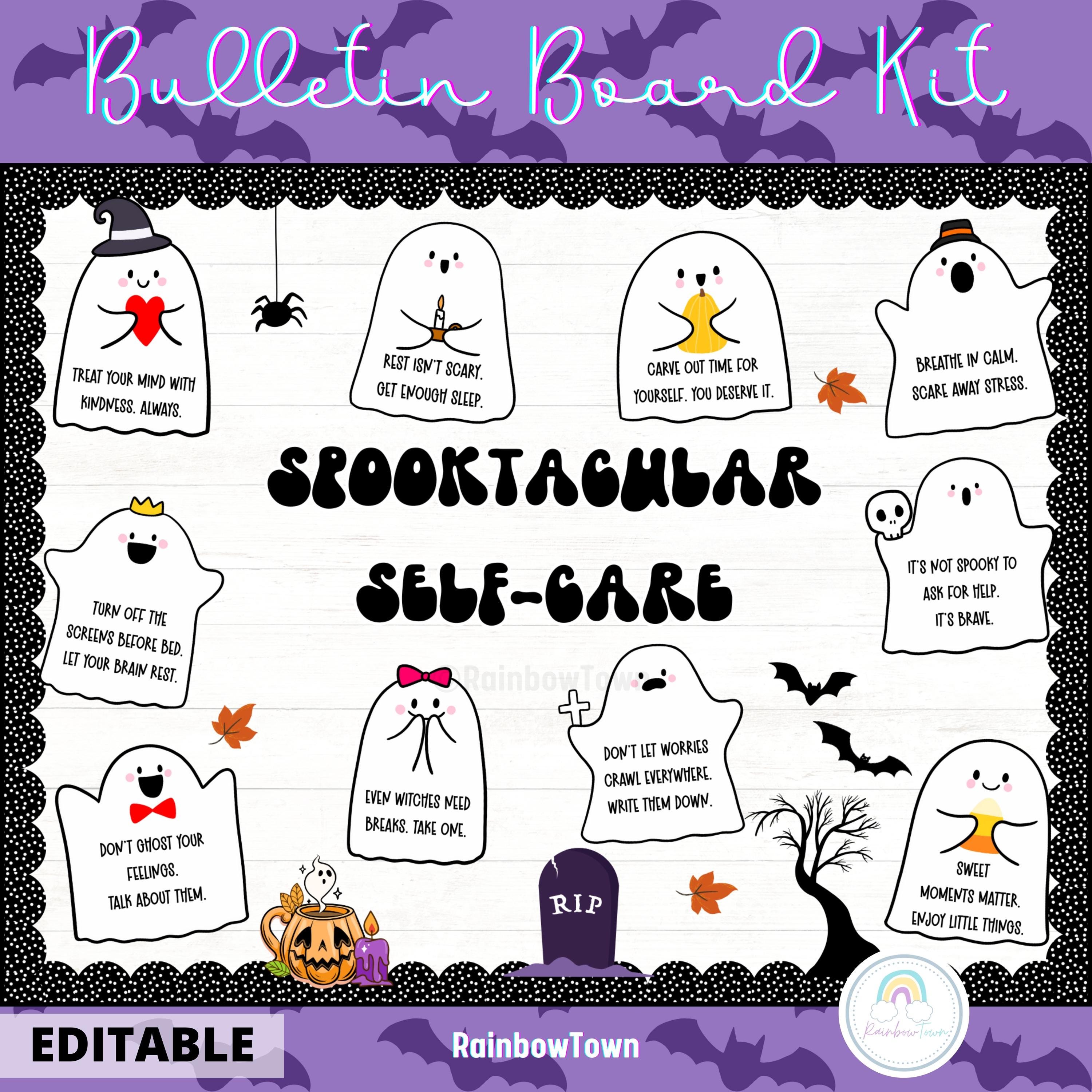 Halloween Mental Health Bulletin Board Kit | School Nurse Classroom ...