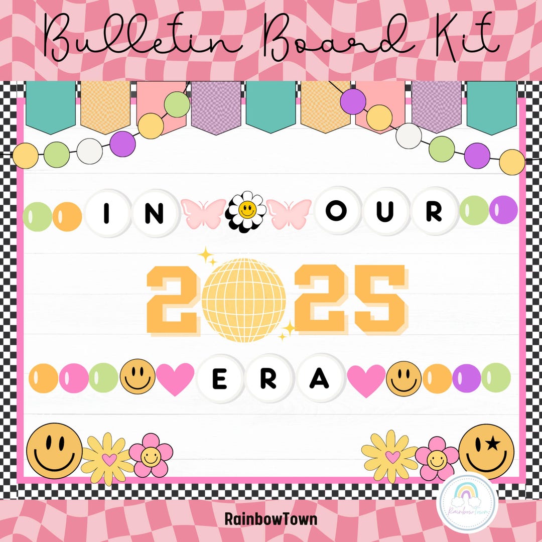 2025 New Year Bulletin Board Kit: Groovy Classroom Decor (PDF & JPG) - Etsy