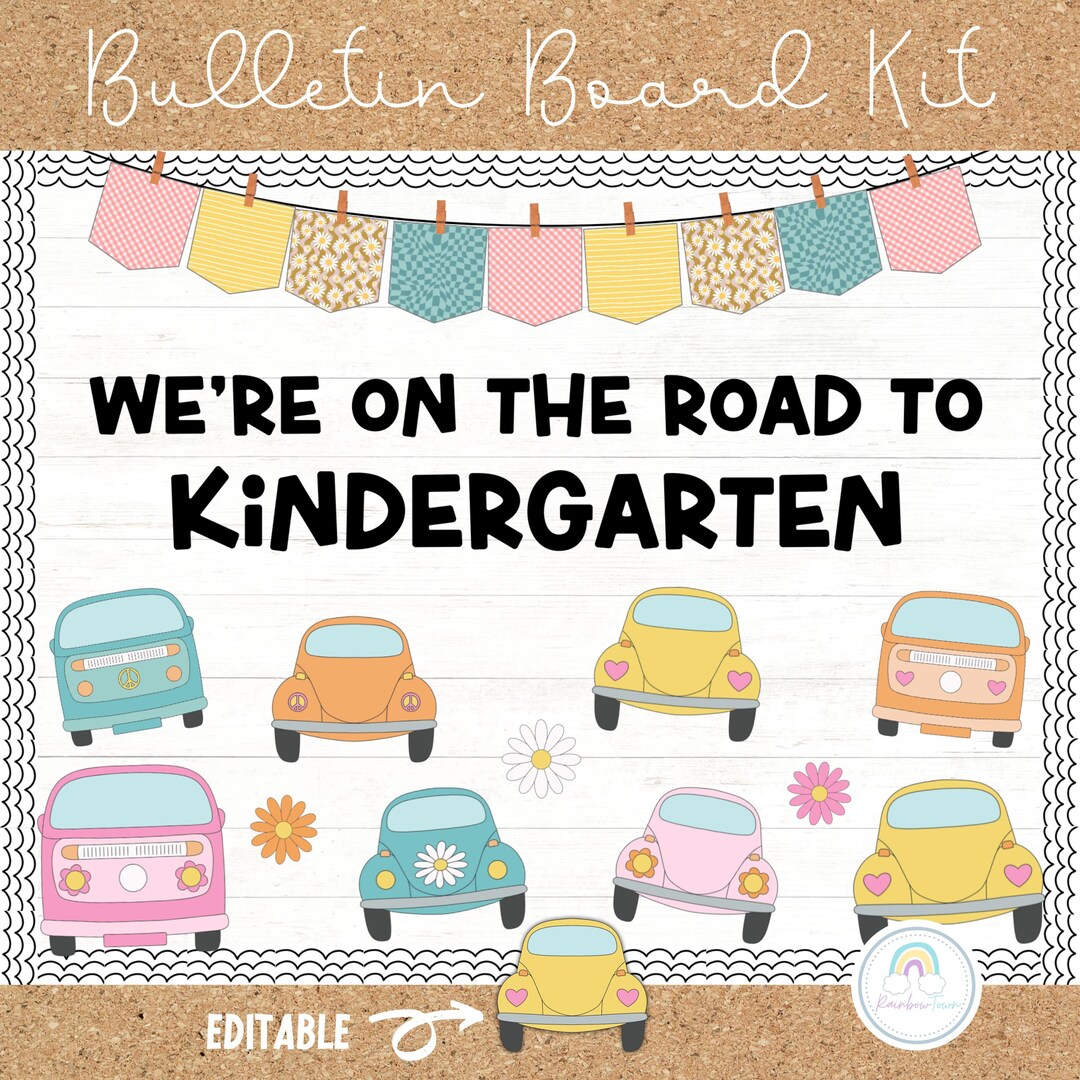 On the Road Back to School Bulletin Board Kit Groovy Classroom Decor ...