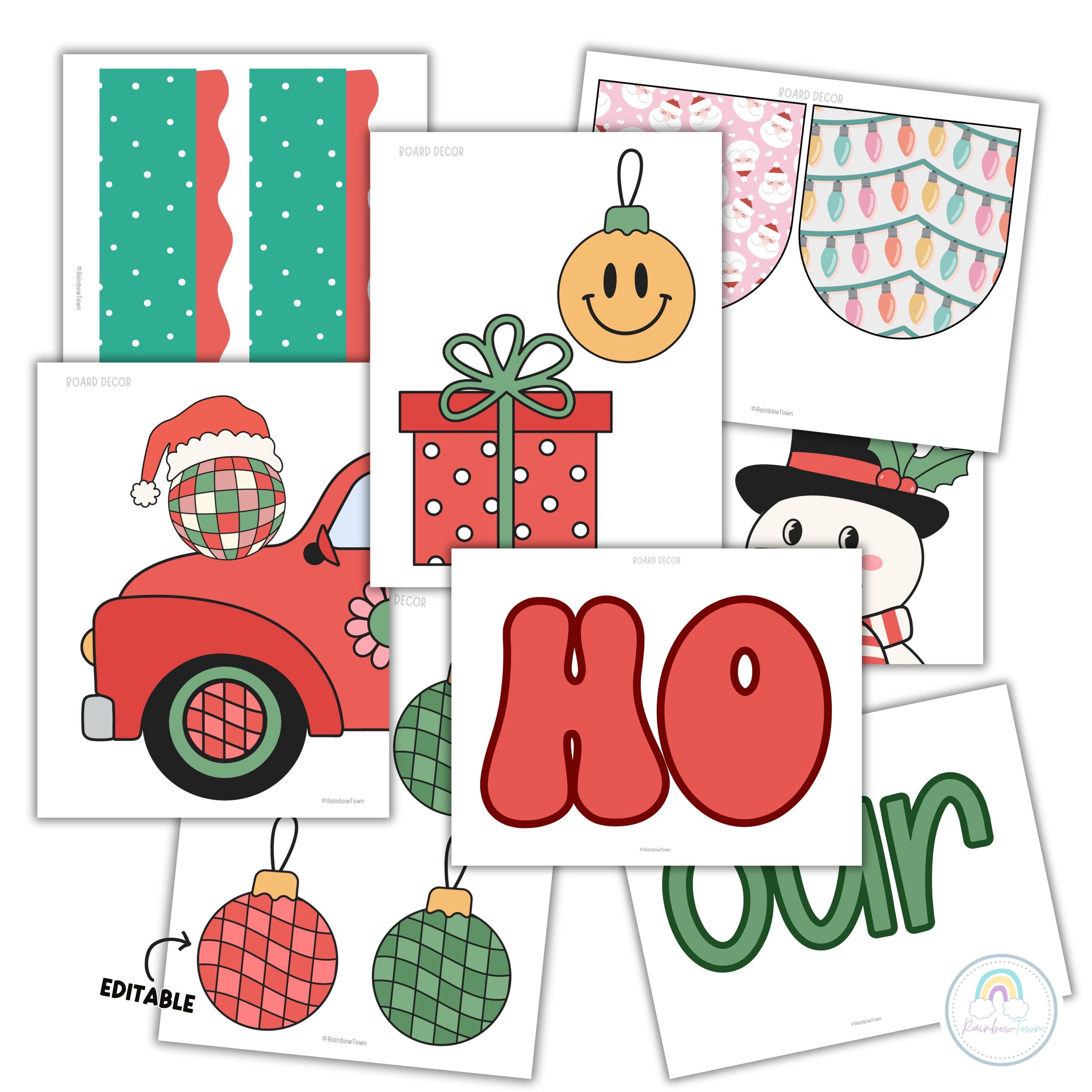 Christmas Bulletin Board Kit | Groovy Retro Holiday Classroom Decor ...