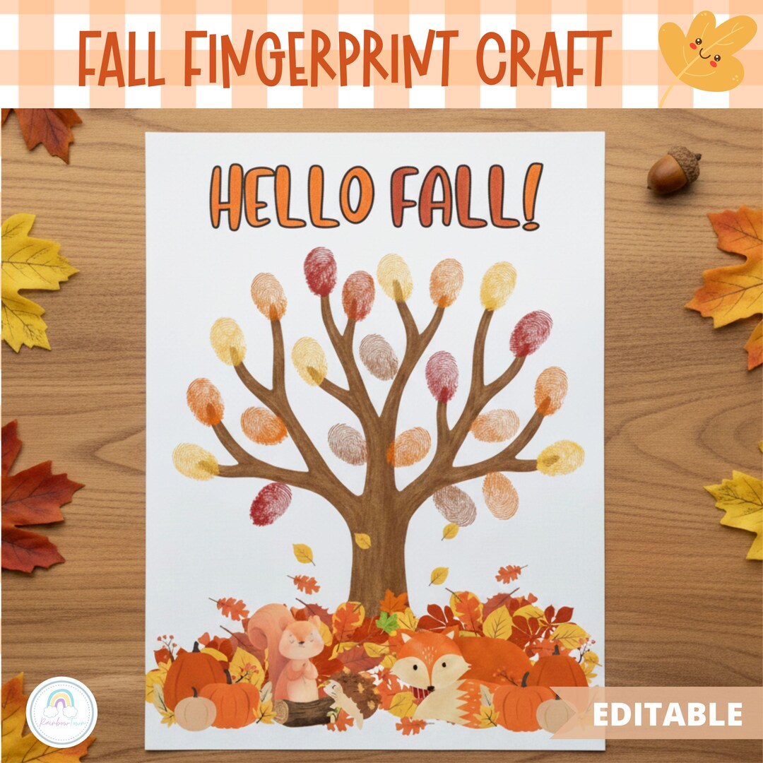 Autumn Tree Fingerprint Art for Kids Autumn Leaves Craft Template ...
