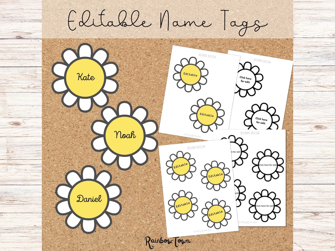Editable Name Tags Spring Bulletin Board Decor - Etsy