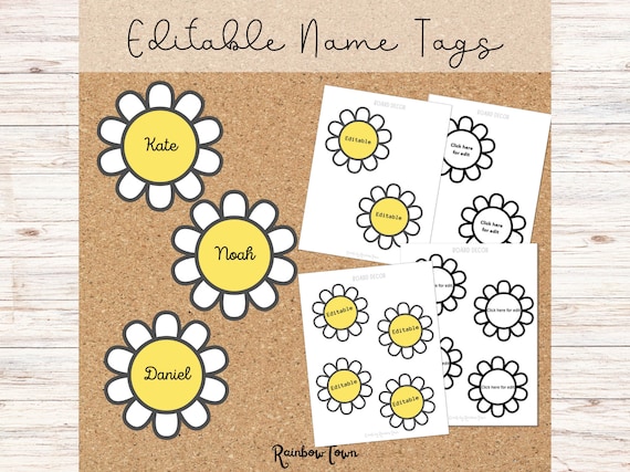 Editable Name Tags Spring Bulletin Board Decor | Etsy