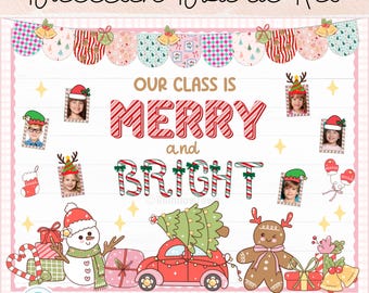 Christmas Bulletin Board Kit Merry and Bright Classroom Decor Printable ...
