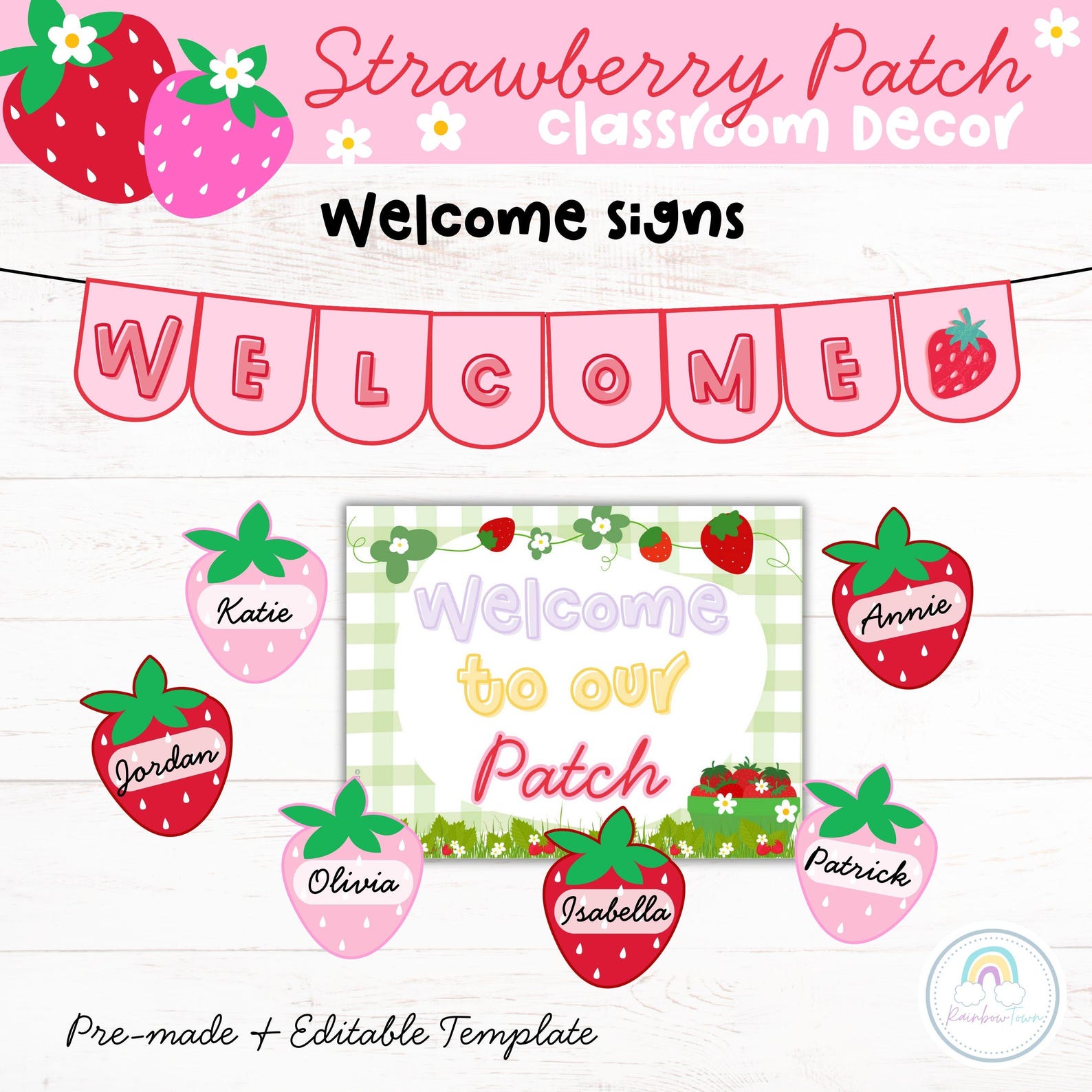 Strawberry Patch Theme Classroom Decor Bundle Printable & Editable - Etsy