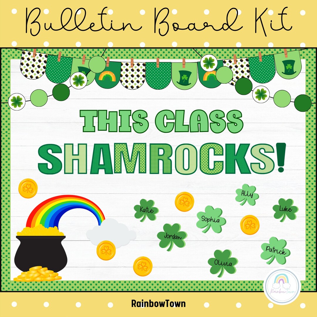 St. Patrick's Day Bulletin Board Door Decor Kit March Classroom Decor ...