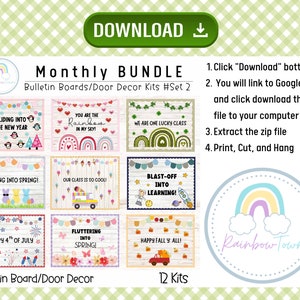BUNDLE Monthly Bulletin Board Classroom Door Decor Year Long Bundle ...